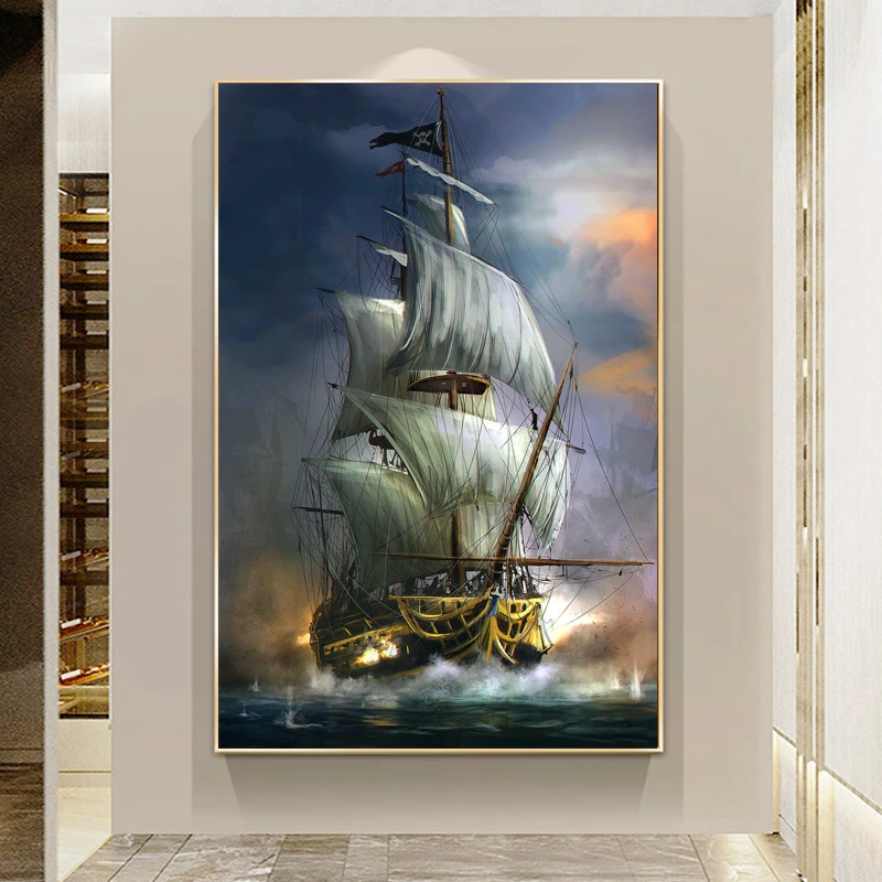 Pirate Ship Painting Abstract