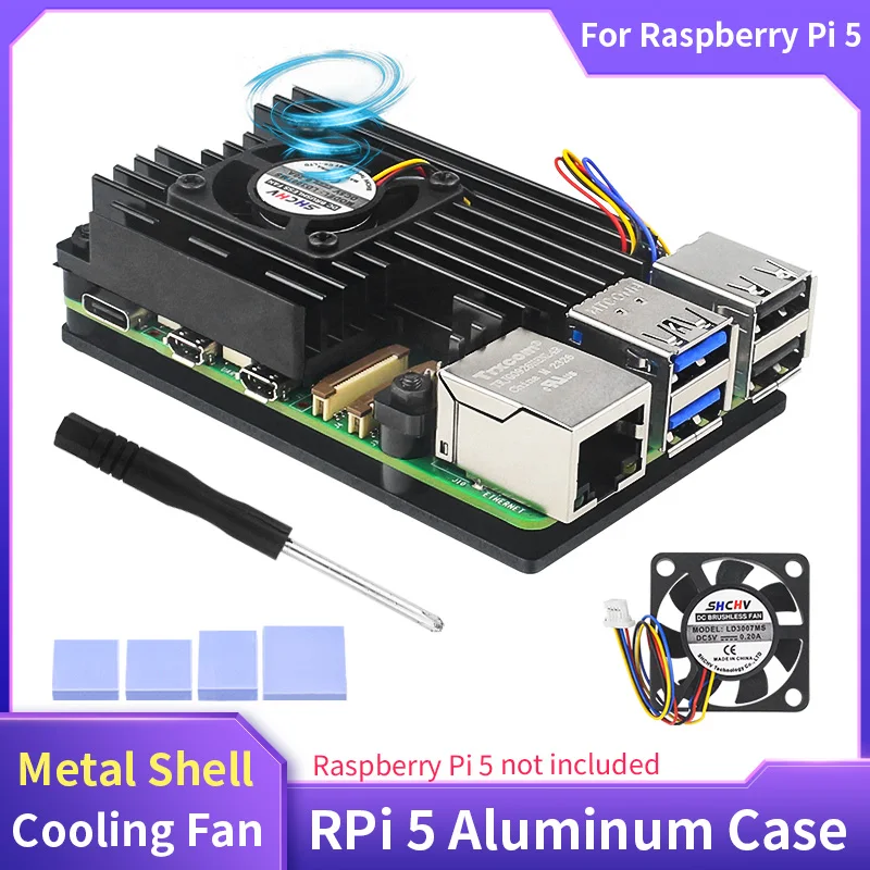 Raspberry-Pi-5-Aluminum-Alloy-Case-Metal-Shell-with-Cooling-Fan ...