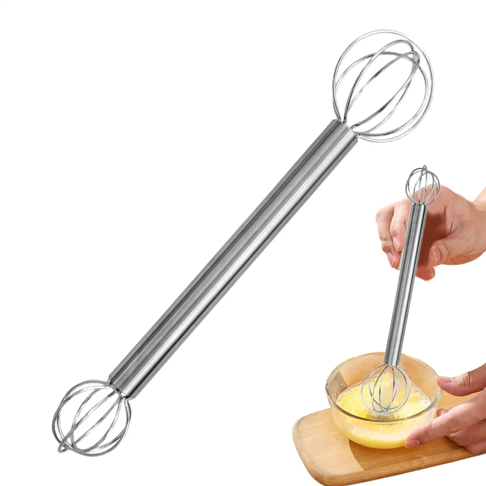 304 Stainless Steel Miso Stirring Stick Double-head Whisk Manual Cream ...