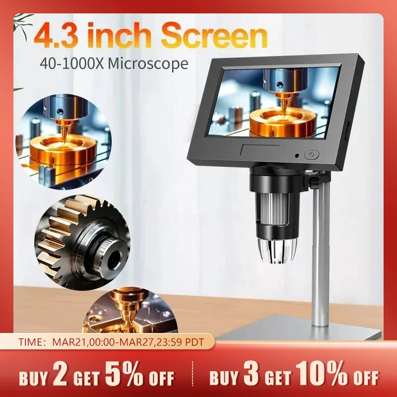 Coin Microscope 4.3 in 1080P 1000X Magnification Zoom Digital ...