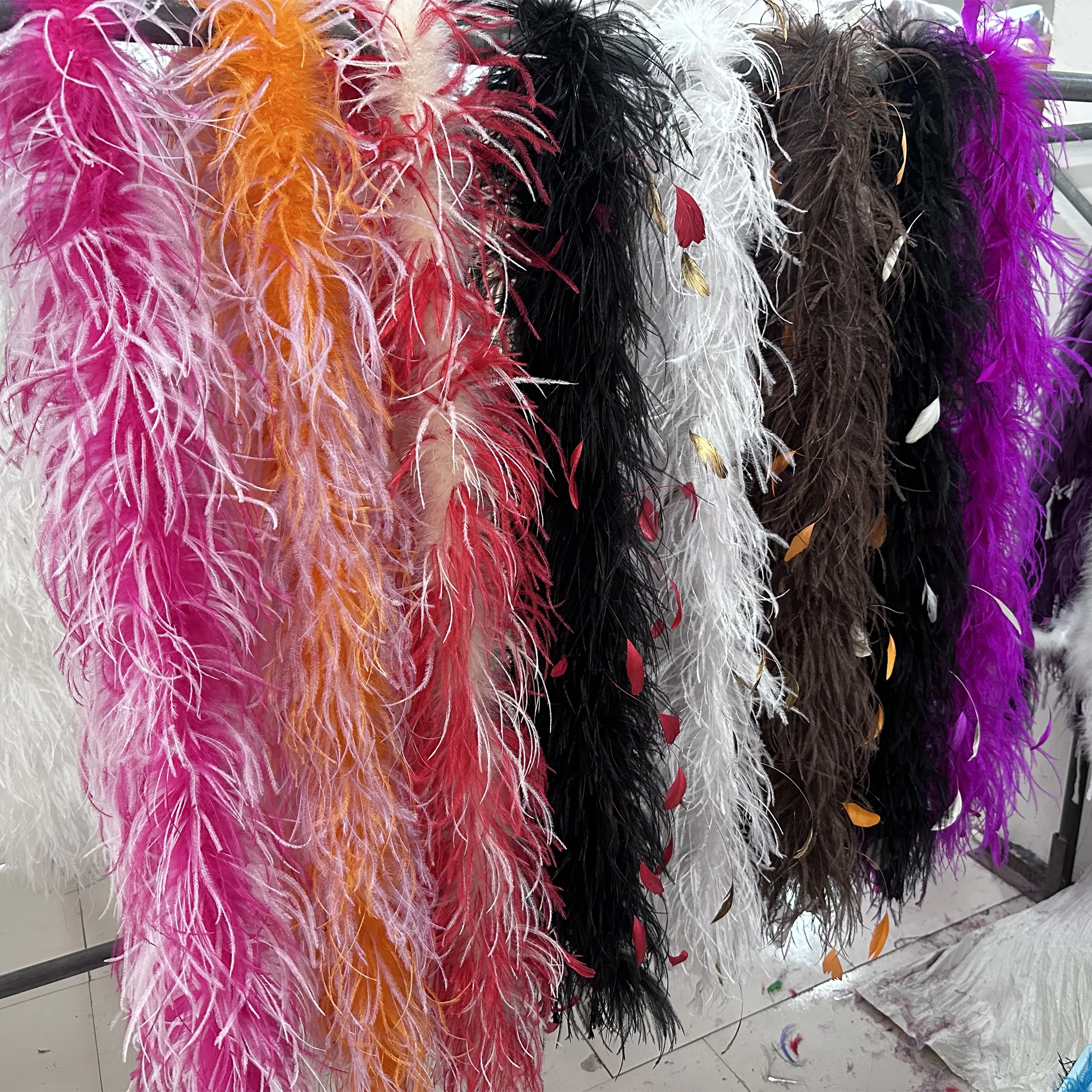 2-Colors-Mix-Fluffy-Ostrich-Feather-Boas-Wedding-Party-Feathers-Shawl ...