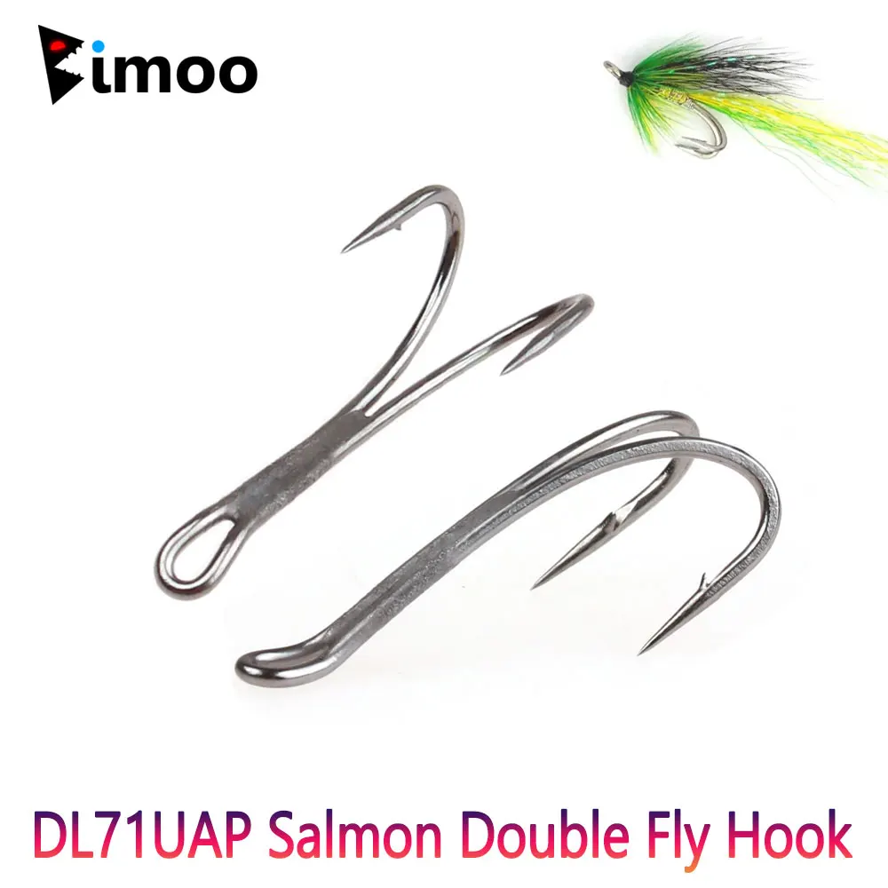 10pcs #4~#12 DL71UAP 2X Strong Salmon Double Fly Hook For Tying Salmon ...