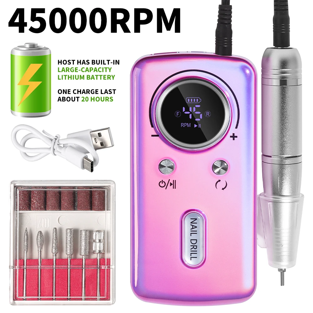 45000RPM-Nail-Drill-Machine-Electric-Portable-Nail-File-Rechargeable ...