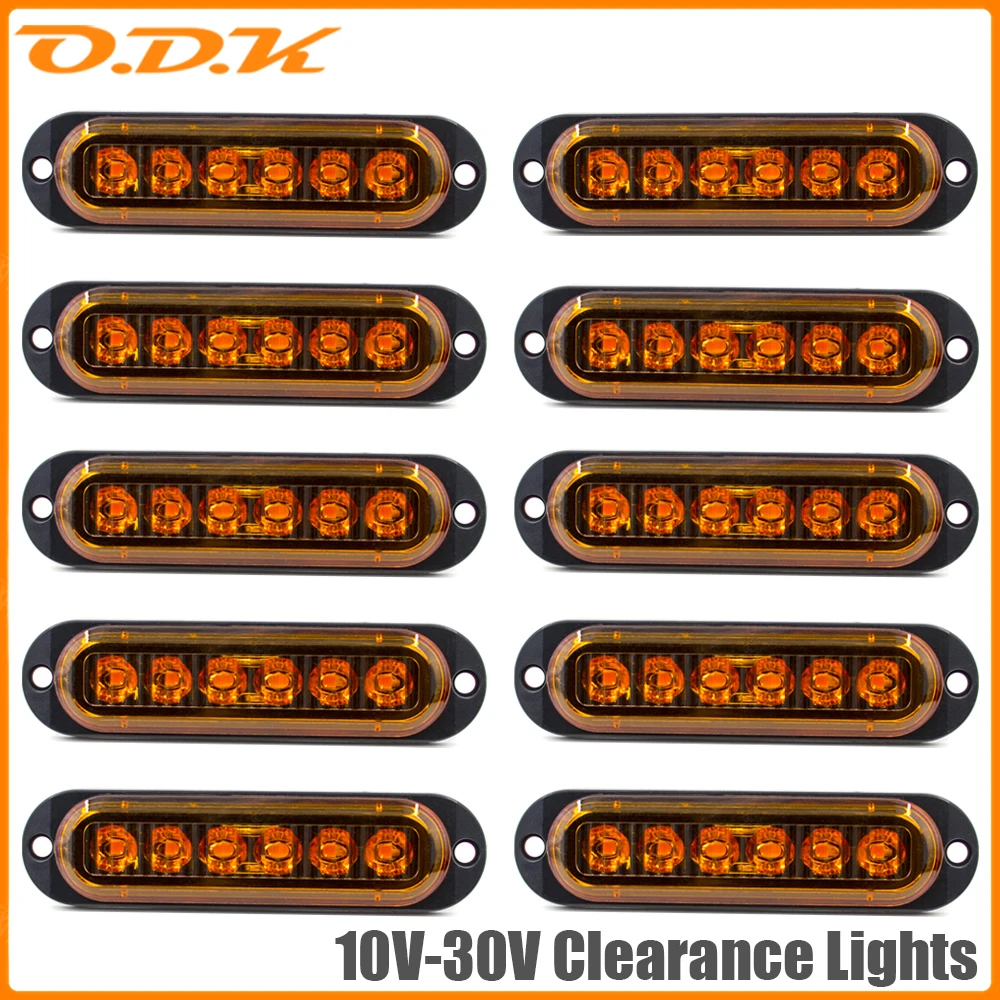 10pcs-12V-24V-6LED-Clearance-Lamp-Trailer-Side-Marker-Car-Light ...