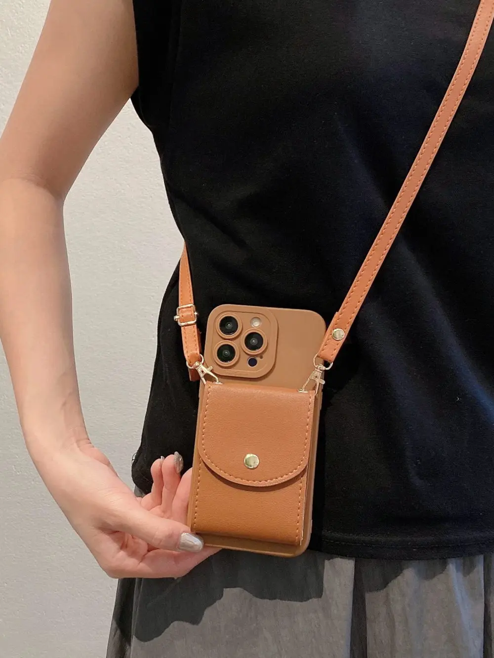 Wallet Leather Crossbody Neckband Lanyard Phone Case for iPhone 16 11 ...