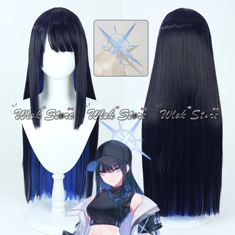 Blue Archive Jomae Saori Cosplay Halo Wig Synthetic Heat Resistant Dark ...