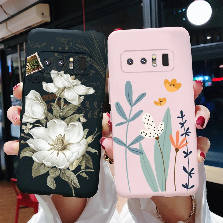 Silicone-Case-For-Samsung-Galaxy-Note-8-Cute-Daisy-Flower-Pattern-Soft ...