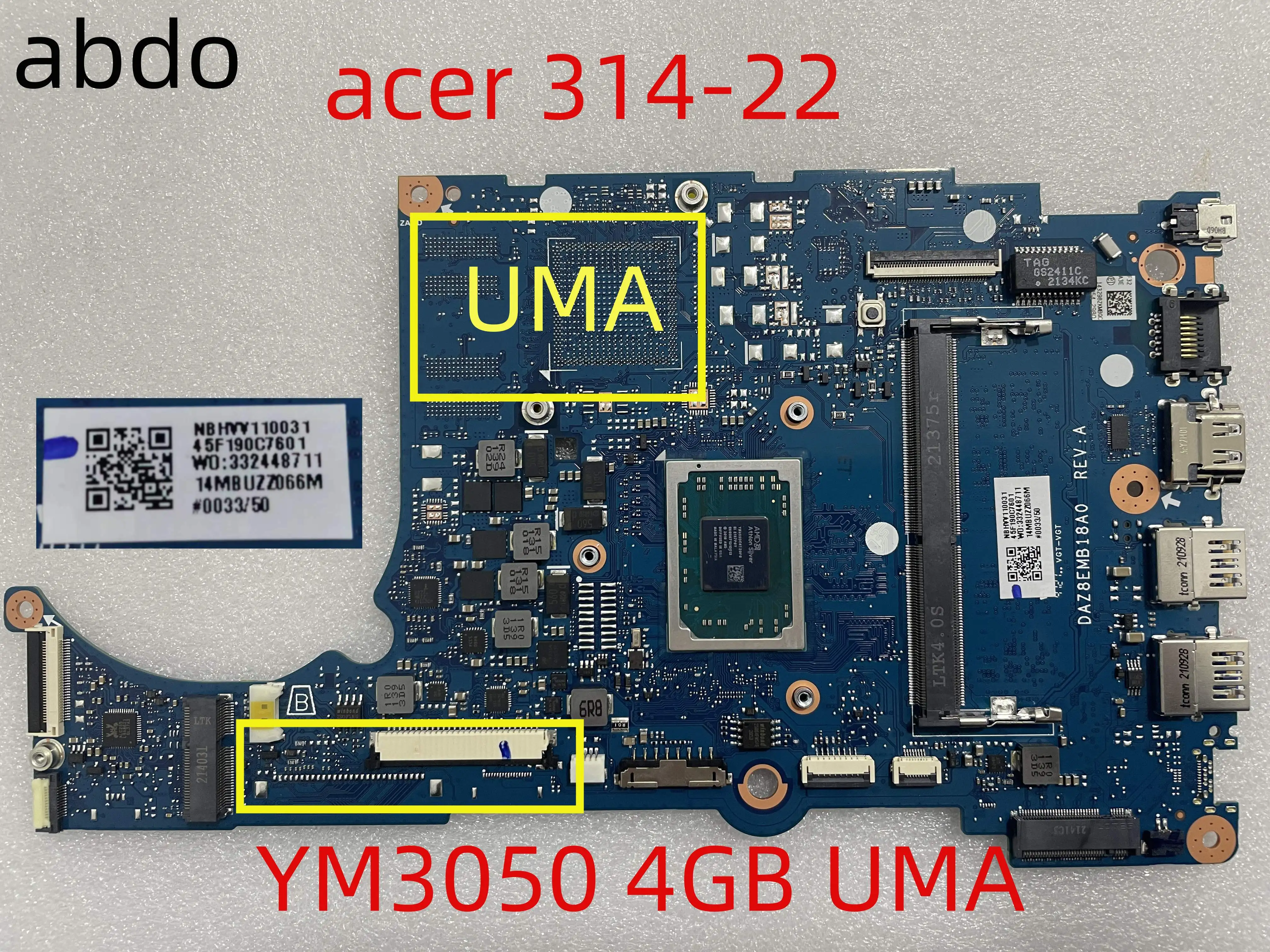DAZ8EMB18A0 DA0Z8EMB8C0 For acer A314-22 315-23 315-23G motherboard ...