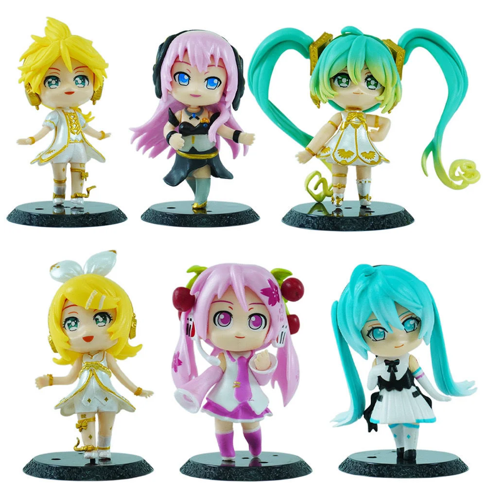 6 pcs/Set Hatsune Miku Figura Vocaloid Kagamine Rin Len Luka Anime ...