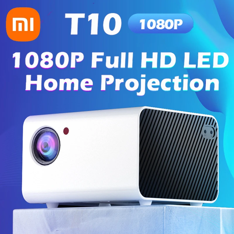 Xiaomi-T10 Mini Projetor LED Portátil, Resolução 1920*1080P, Vídeo Full ...