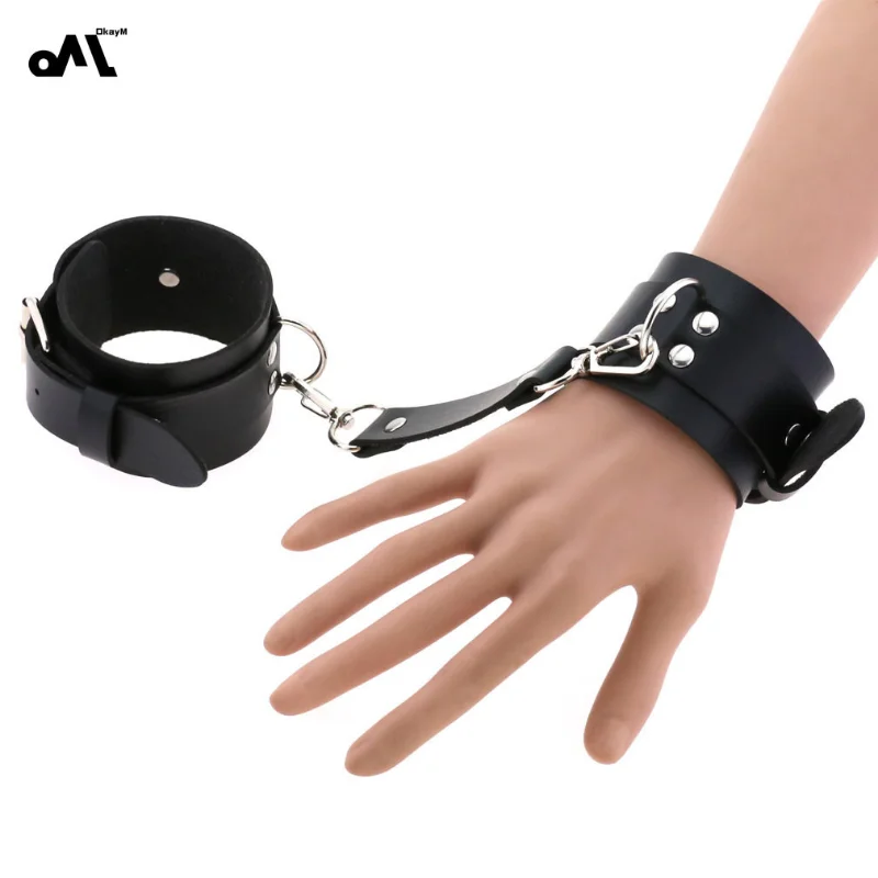 OkayM Fashion PU Leather Wrist Handcuffs Ankle Shackles Adjustable Restraint Sex Cuff Belt New ...