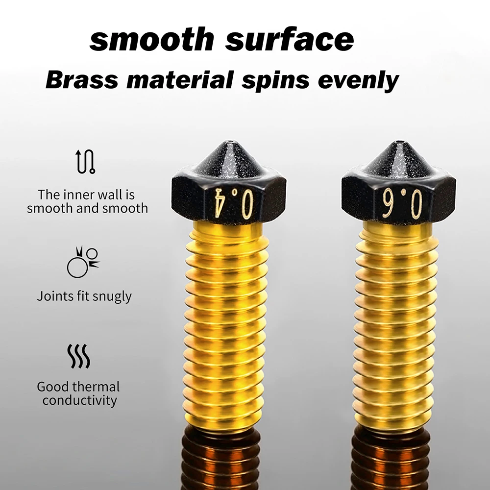 화산 E3D V6 황동 PTFE 코팅 노즐 5 개, 비 스틱 PLA 압출기 프린트 헤드 업그레이드 노즐 1.75MM 메가 3D ...