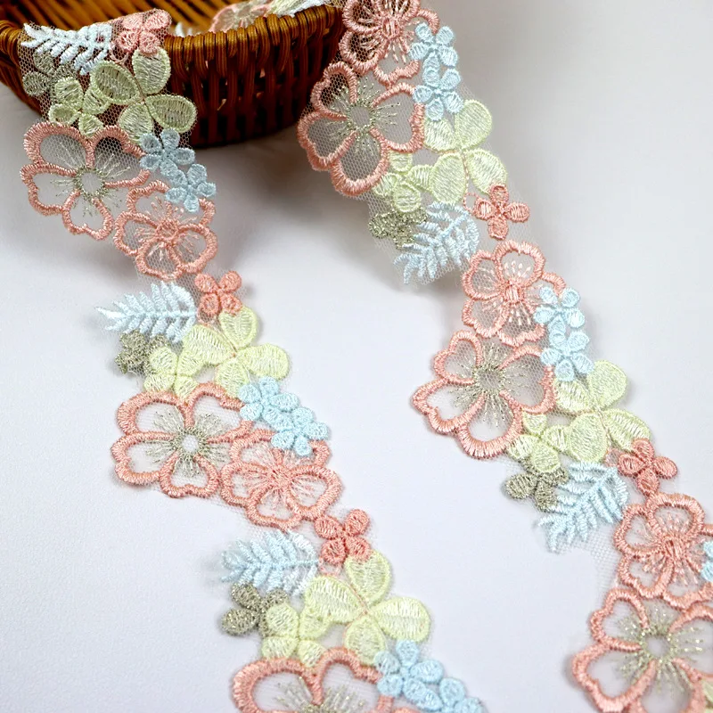 1 Yard 5cm Soft Mesh Pink Blue Yellow Polyester Fabric Venise Baby Lace ...