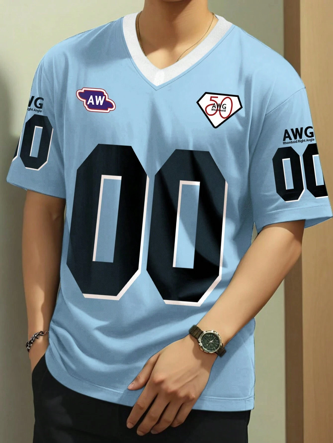 Mens Number 00 Print T-Shirt Man Short Sleeve Sportwear Football T ...