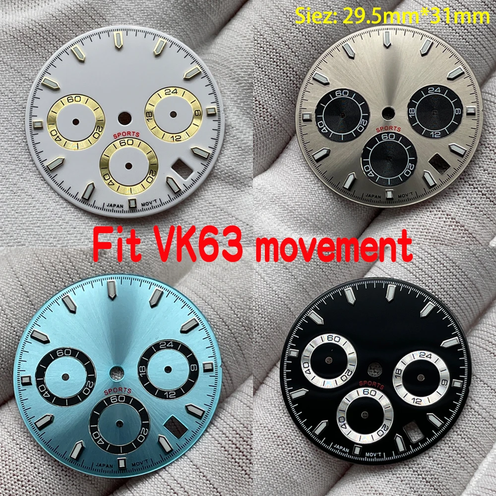 VK63-Dial-29-5MM-Black-White-Panda-Dial-Luminous-Watch-Face-For-Daytona ...