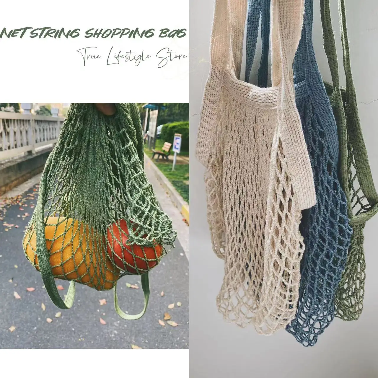 Cotton-Net-String-Shopping-Bag-Grocery-Foldable-Light-Durable-Shoulder ...