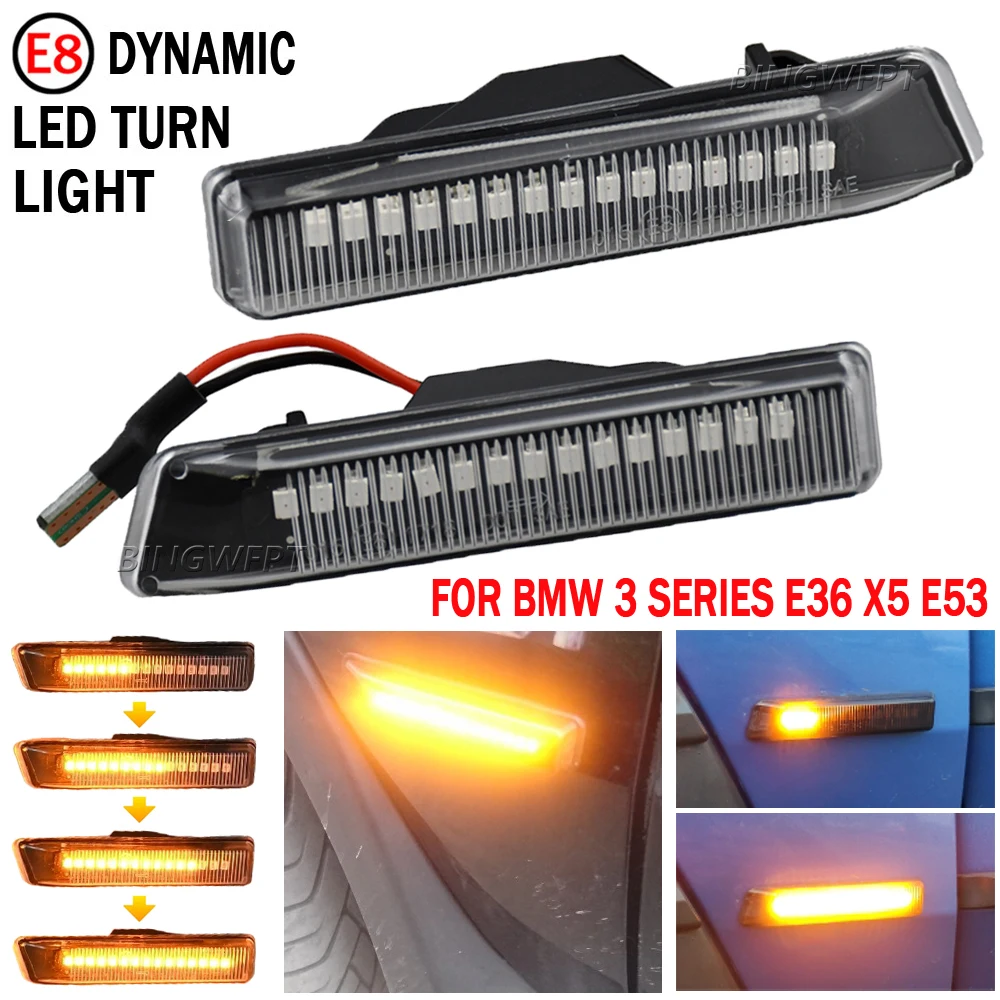 2pcs Flowing Dynamic LED Turn Signal Lights Side Marker Indicator ...