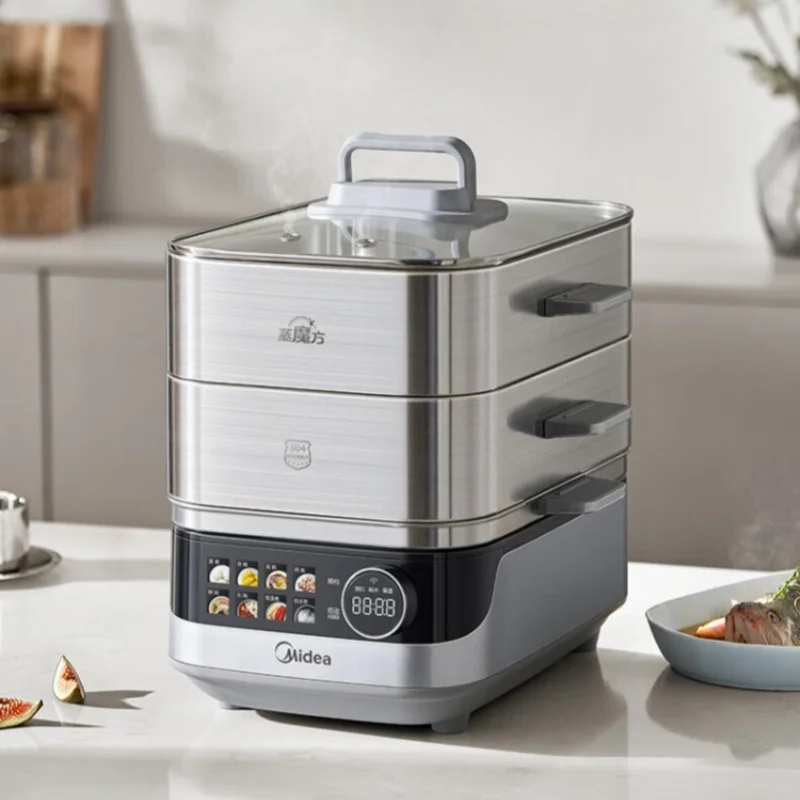 Midea Electric Food Steamers 19L 3layers Stainless Steel No Coating ...