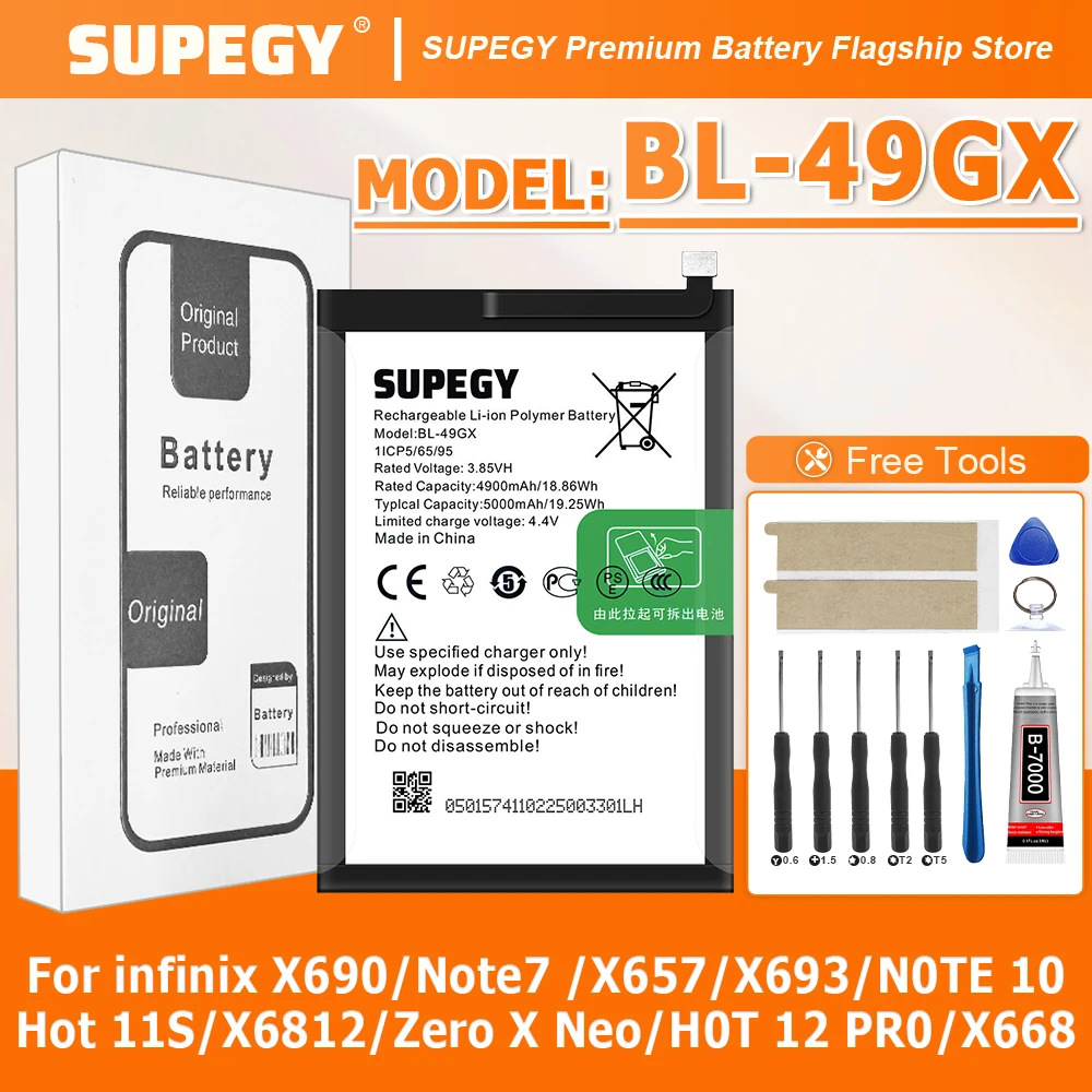 2026 years New BL-49GX Battery For Infinix Note7 X690 X657 Hot 11S ...