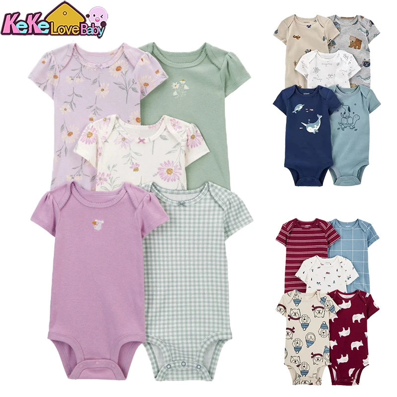 5Pcs-Summer-Baby-Bodysuit-Girl-Boy-Clothes-Cotton-New-Born-Baby ...