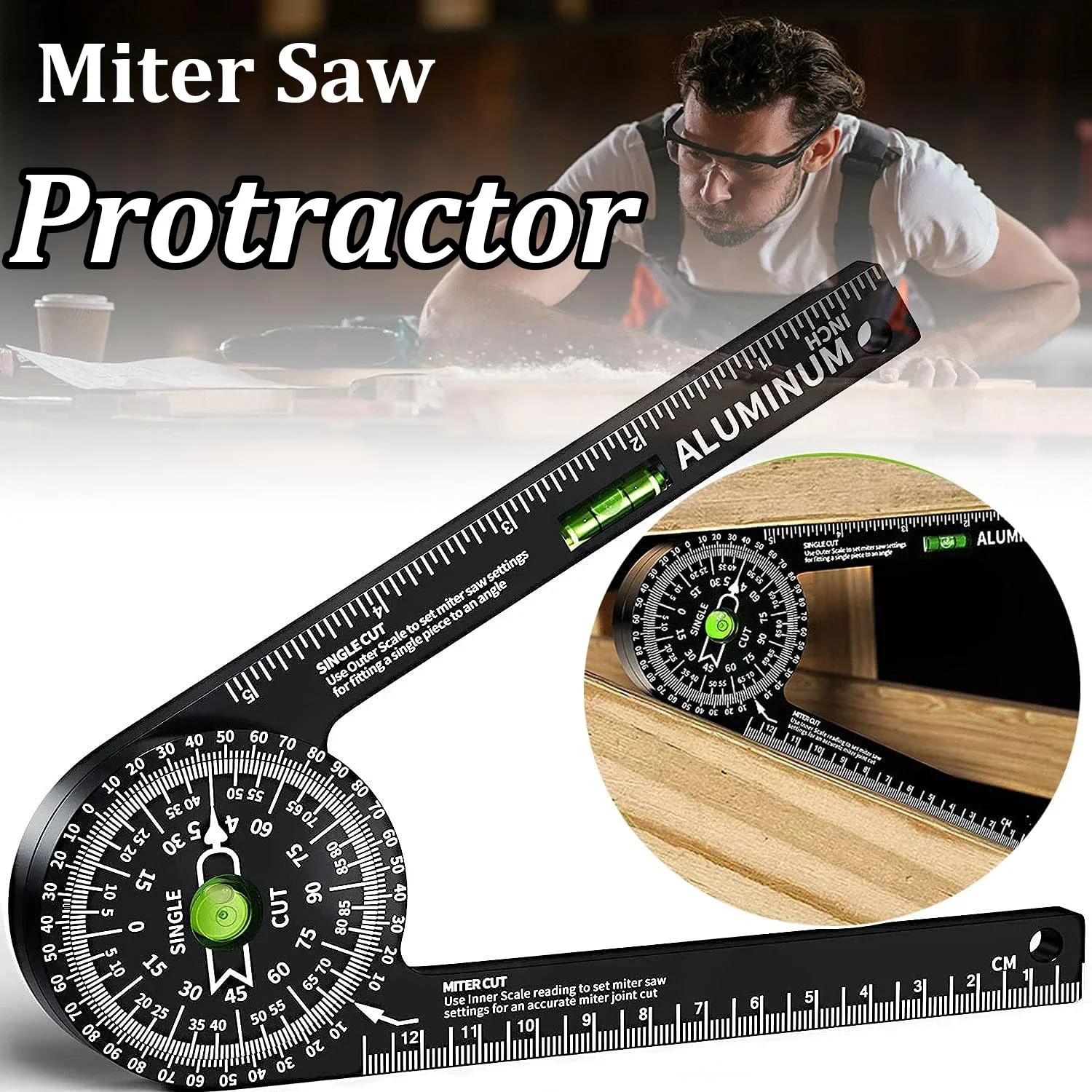 Miter-Saw-Protractor-Aluminum-360-Rotatable-Horizontal-Angle-Ruler ...