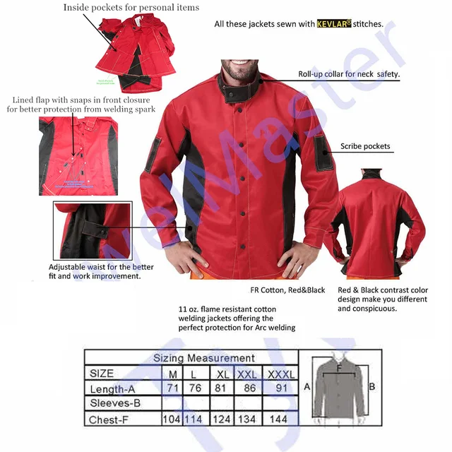 Welding Jacket Flame/Heat/Abrasion Resistant Working Cloths Flame ...
