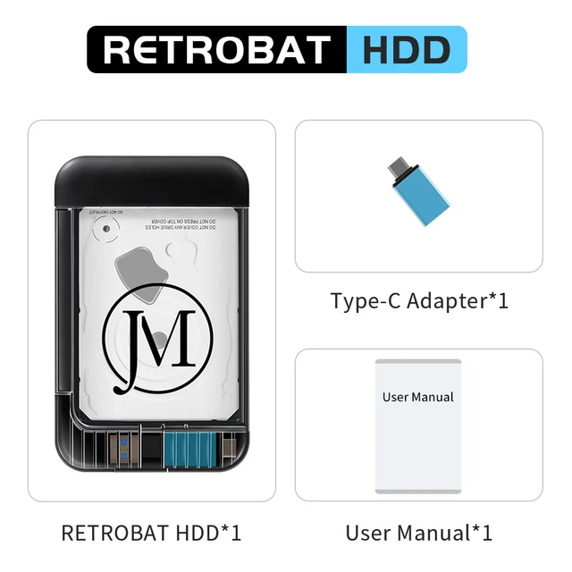 RETROBAT Portable 500G Gaming HDD Consoles 70+Emulators 64000+Retro ...