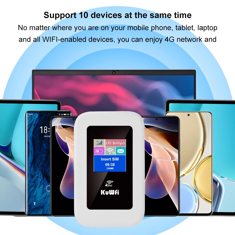 KuWFi 4G Portable WiFi Router 150Mbps Mobile Hotspot4G Car Wi-fi Router