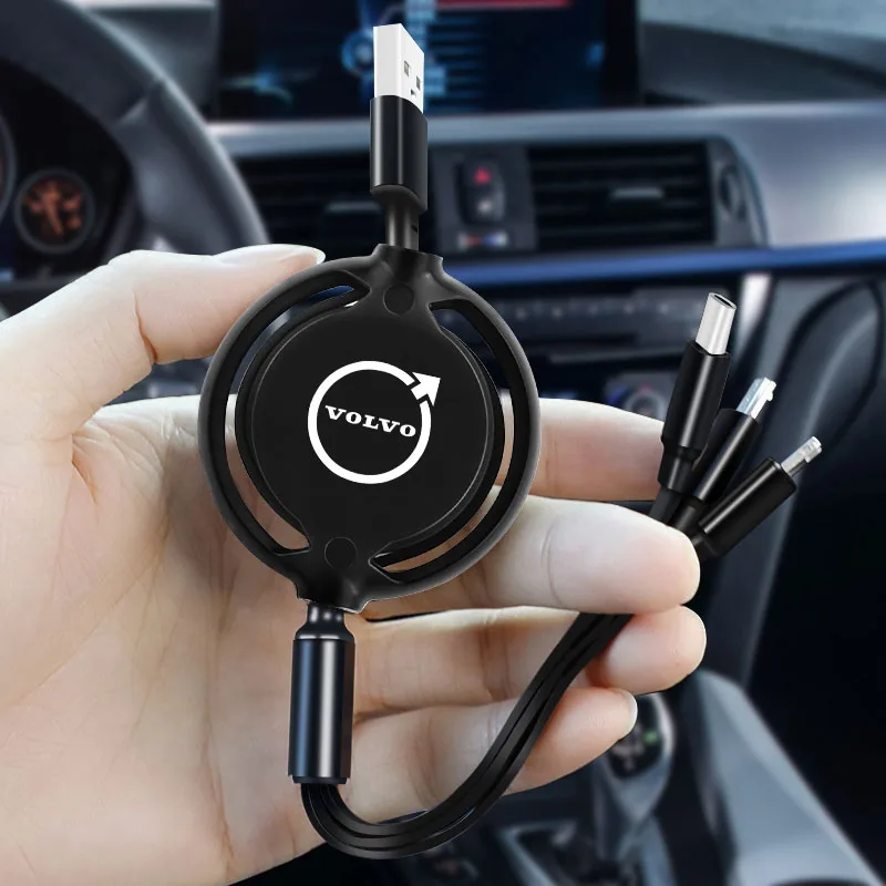 3 In 1 Car Data Cable Scalable Phone Fast Charging Cable For Volvo XC90 ...