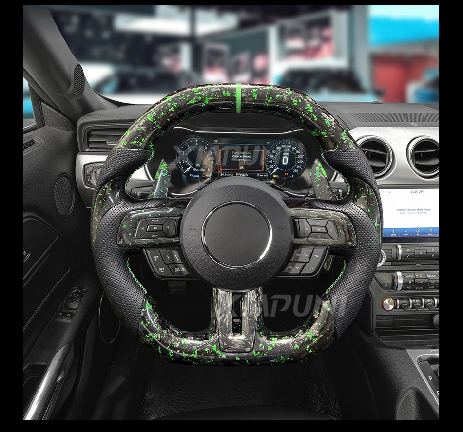 LED Forged Carbon Fiber Steering Wheel with Heating & Green Flakes ...