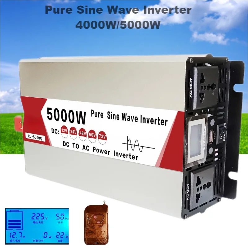 4KW 5KW Pure Sine Wave Inverter 12v 220v Power 4000W 5000W Solar Car ...