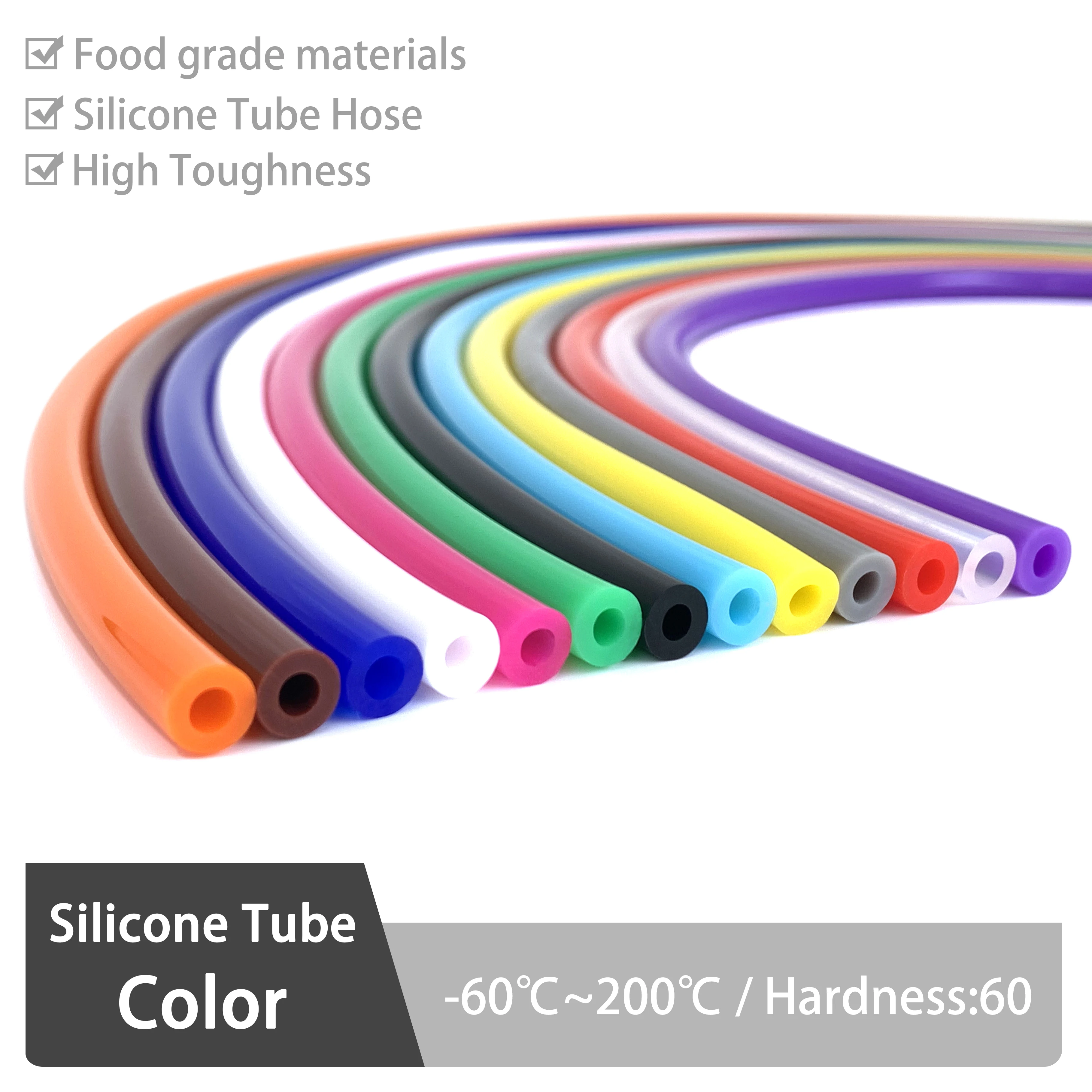 2 M Colorful Food Grade Silicone tube ID2 3 4 5 6 7 8 9 10 12mm ...