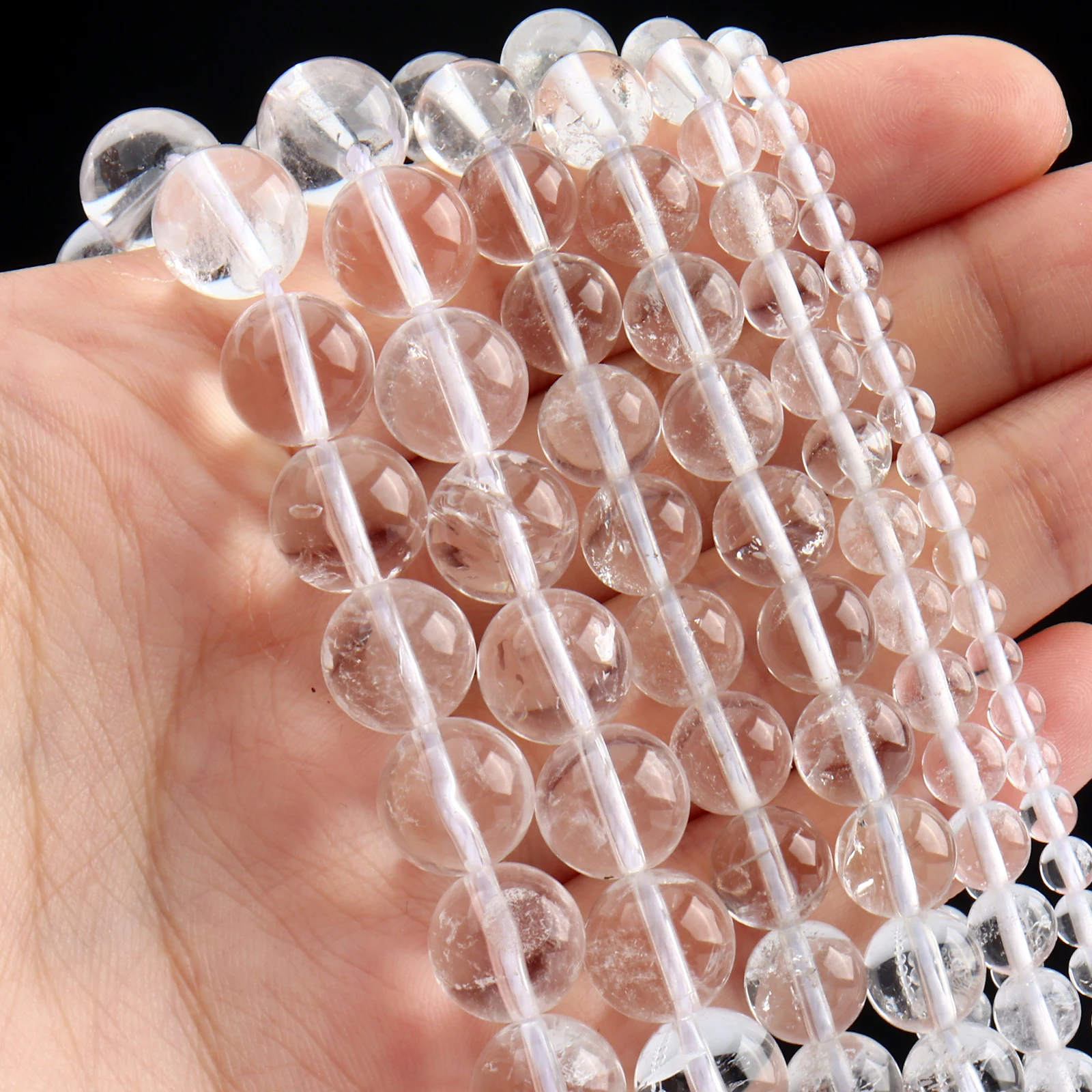 Natural-White-Clear-Crystal-High-Quality-Round-Quartz-Beads-For-Jewelry ...