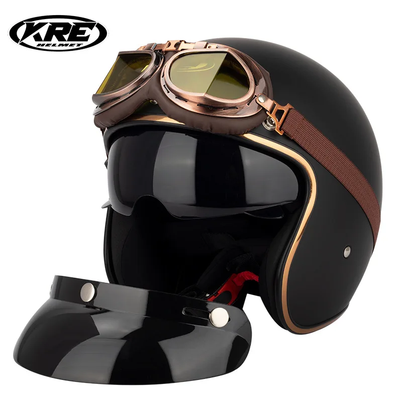 Vintage Motorcycle Helmet And Goggles