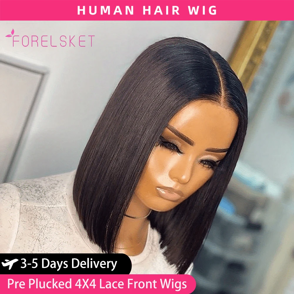 14-Inch-Lace-Bob-Wig-Human-Hair-4X4-Lace-Front-Wigs-Human-Hair-Wig-for ...