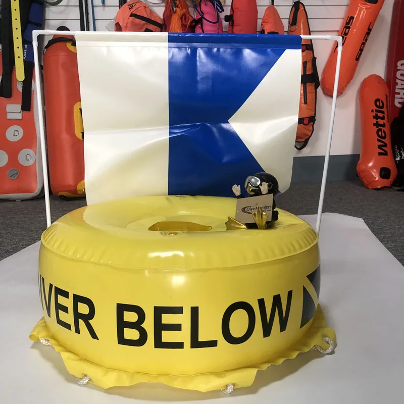 Scuba Diving PVC Yellow Inflatable Float "DIVER BELOW" with Flag ...