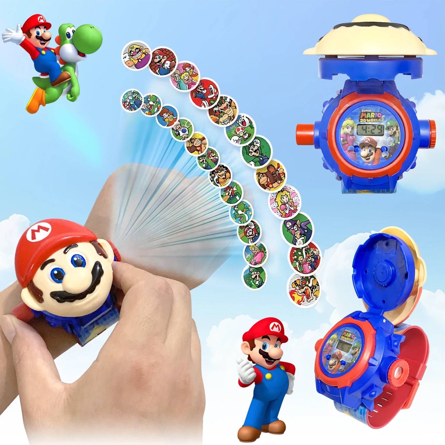 Super Mario Bros Children's Toy Watch Cartoon Figures Mario Luigi 24 ...