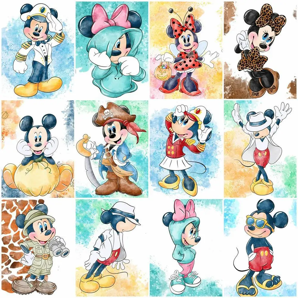 Disney Cartoon Character Painting By Numbers Mickey Mouse Acrylic Paint ...