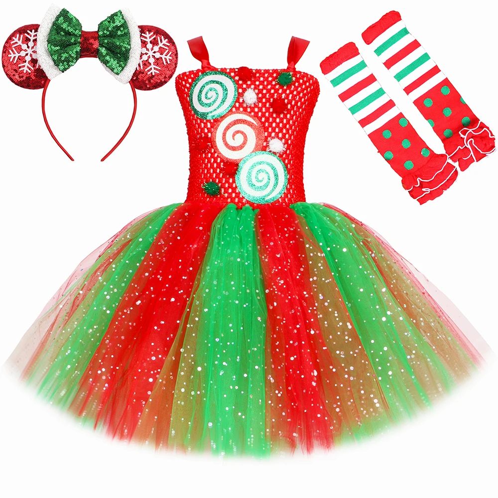 Vestido-de-Navidad-rojo-y-verde-con-purpurina-para-ni-as-trajes-de ...