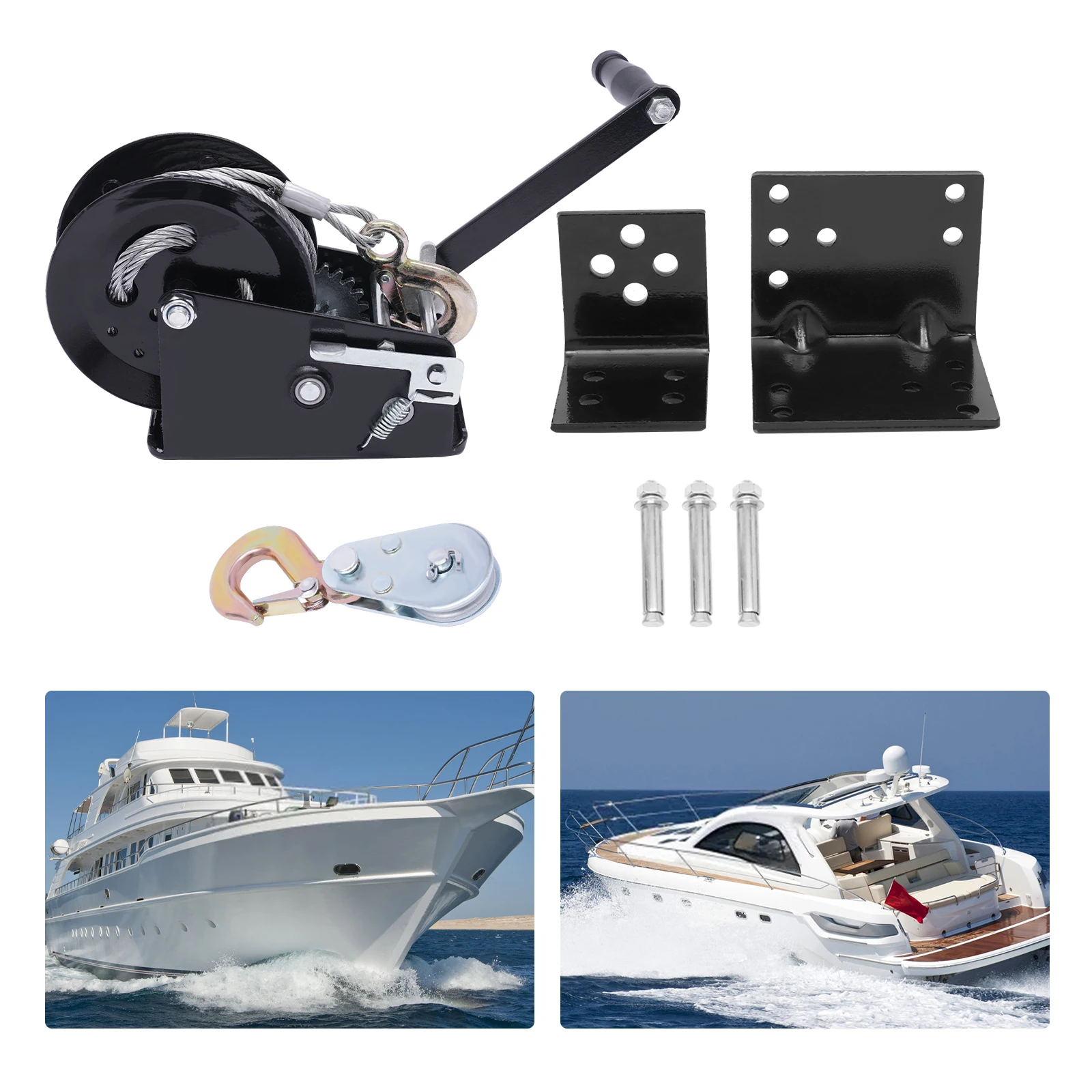 Professional-Hand-Winch-w-10m-Steel-Wire-Rope-Rescue-Winch-Marine-Winch ...