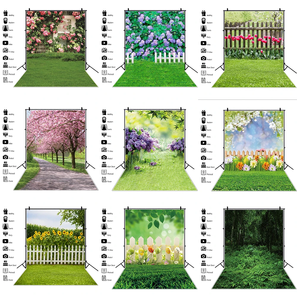 Laeacco-Spring-Garden-Backdrops-for-Photographers-Green-Grass-Nature ...