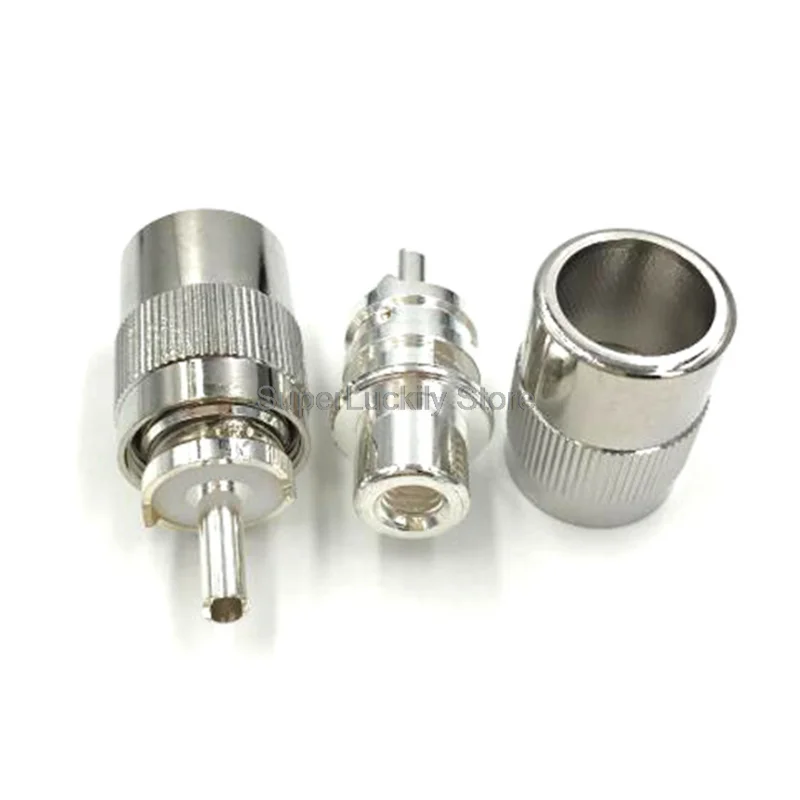 10Pcs Brass Silver Plated UHF PL-259 Male Solder RF Connector Plug for RG58 RG142 LMR195 RG400 ...