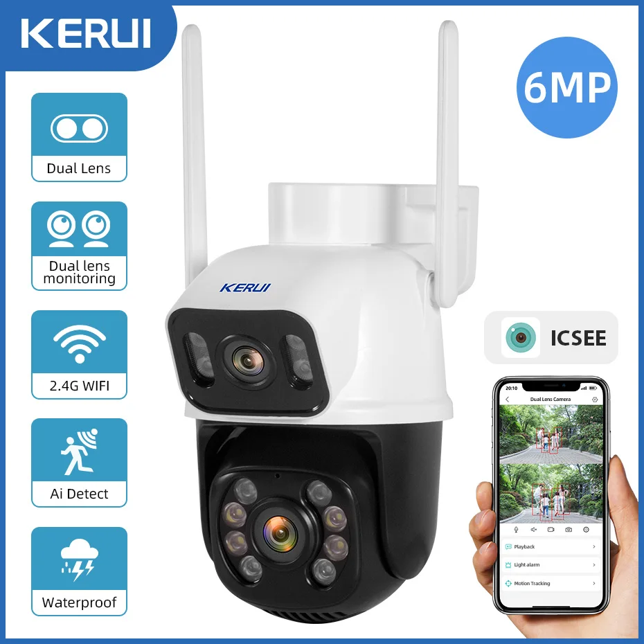 KERUI-Outdoor-Wireless-6MP-Dual-Lens-WiFi-IP-Camera-Home-Security-CCTV ...