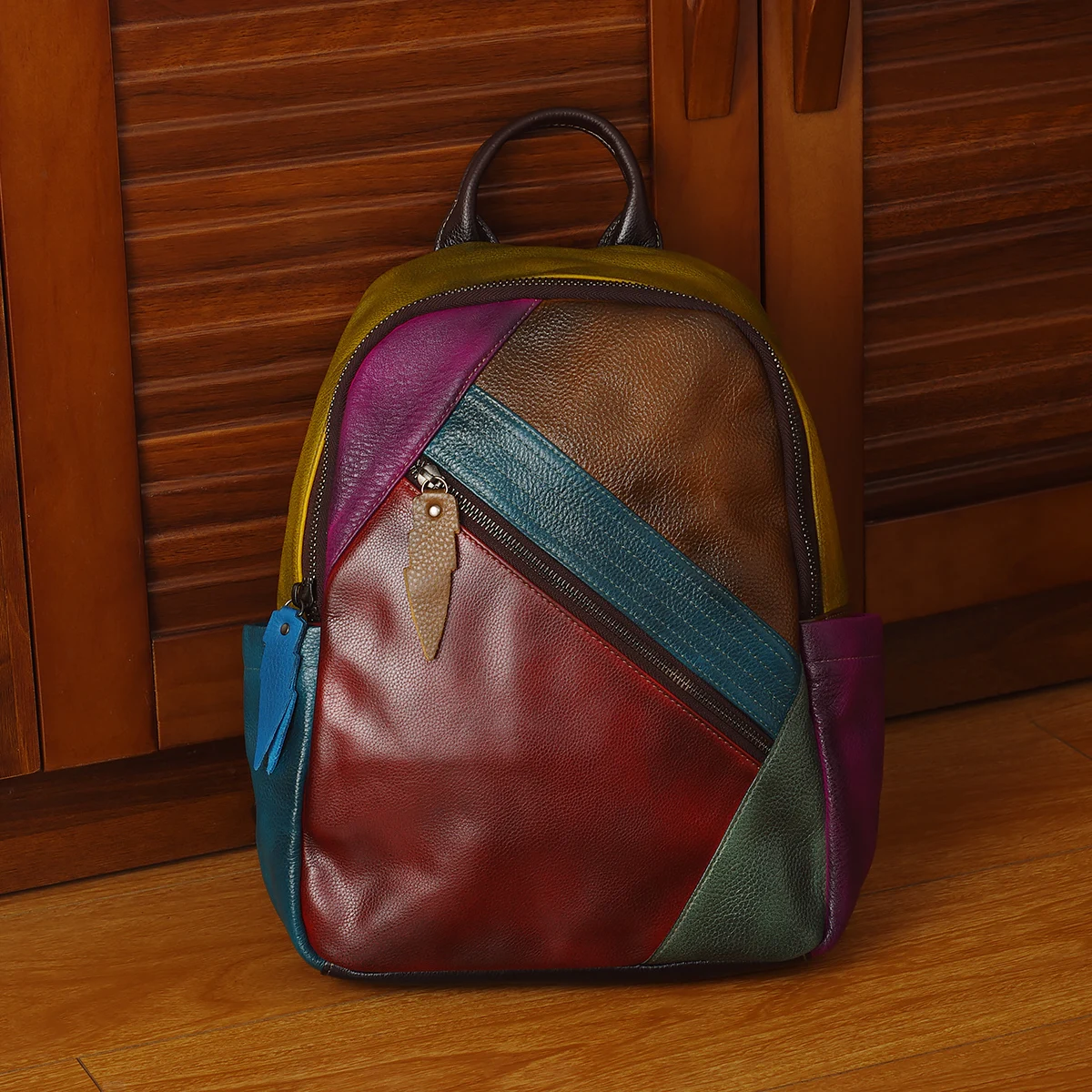 Fashion-women-s-bag-leather-backpack-head-layer-cowhide-color-contrast ...