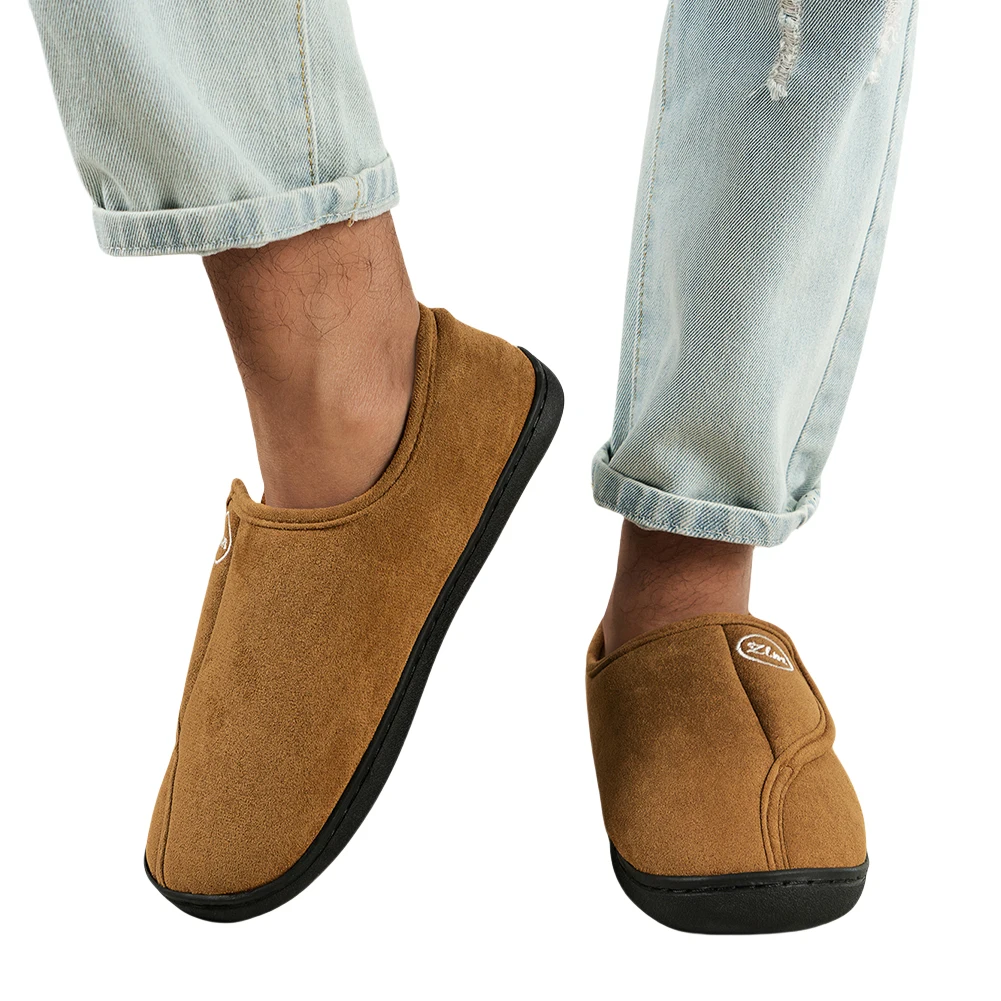House-Shoes-for-Men-Suede-Leather-Non-Slip-Slip-on-Shoes-Comfy-Warm ...