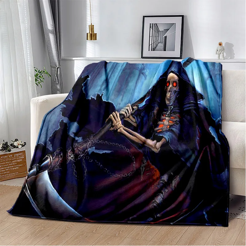 3D-Grim-Reaper-Death-Skull-Gothic-Soft-Plush-Blanket-Flannel-Blanket ...