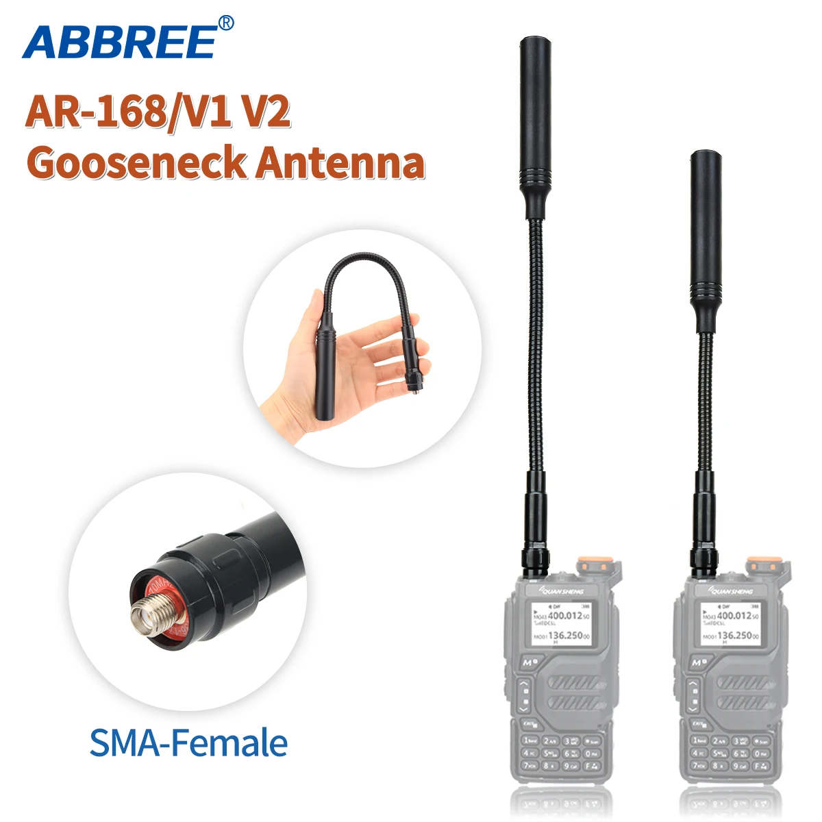 ABBREE-Gooseneck-Tactical-Antenna-High-Gain-VHF-UHF-Dual-Band-SMA ...