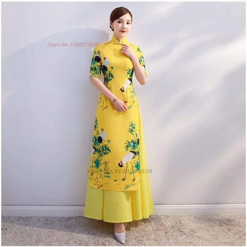 Vestido-cheongsam-estampa-nacional-de-flores-para-mulher-cheongsam ...