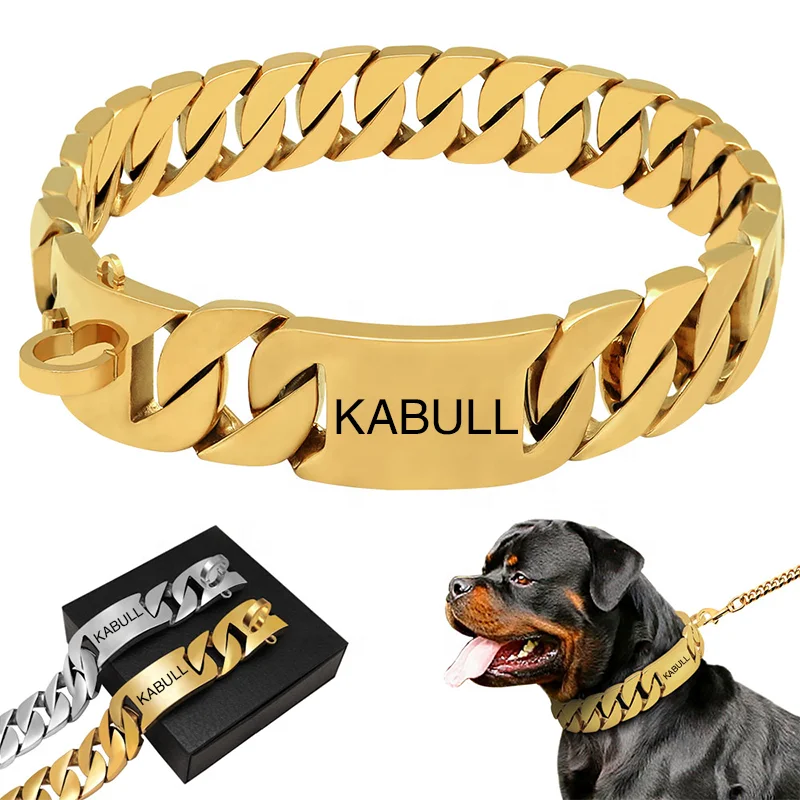 Personalized-Dog-Name-Metal-Gold-Dog-Chain-Collars-Stainless-Steel-Pet ...