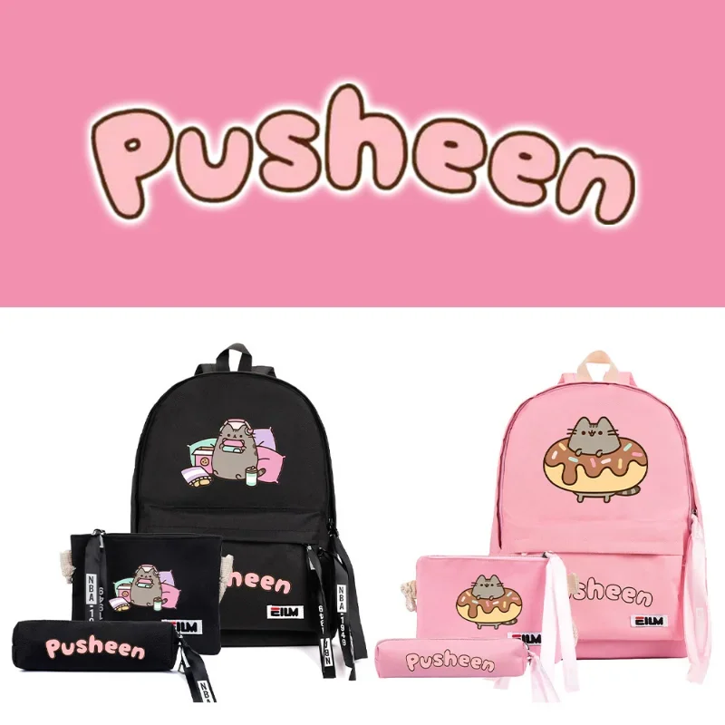 3pcs-Cute-Pusheen-Print-Women-Girl-Backpack-Harajuku-Kawaii-Cat-Female ...